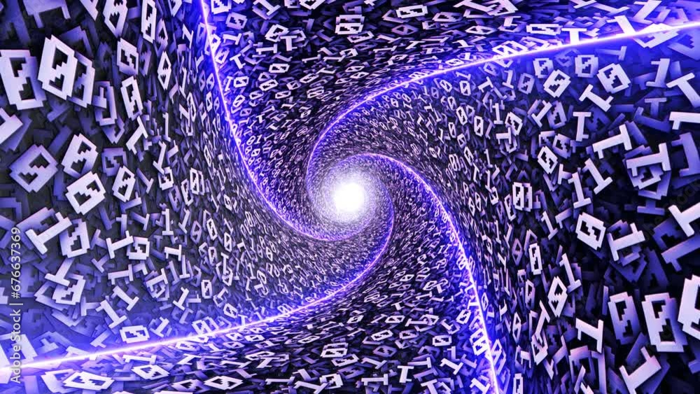 Random Binary Numbers Tunnel Animation, Digital Connections, Rendering ... Random Binary Numbers Tunnel Animation, Digital Connections, Rendering ...