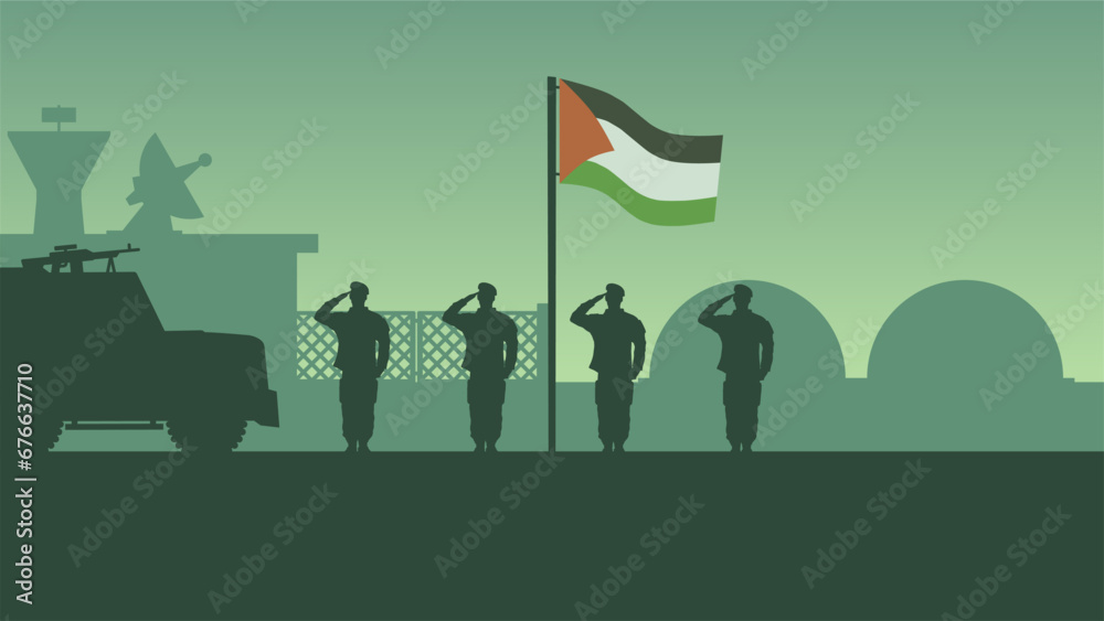 Photo & Art Print Palestine military base landscape vector illustration ...