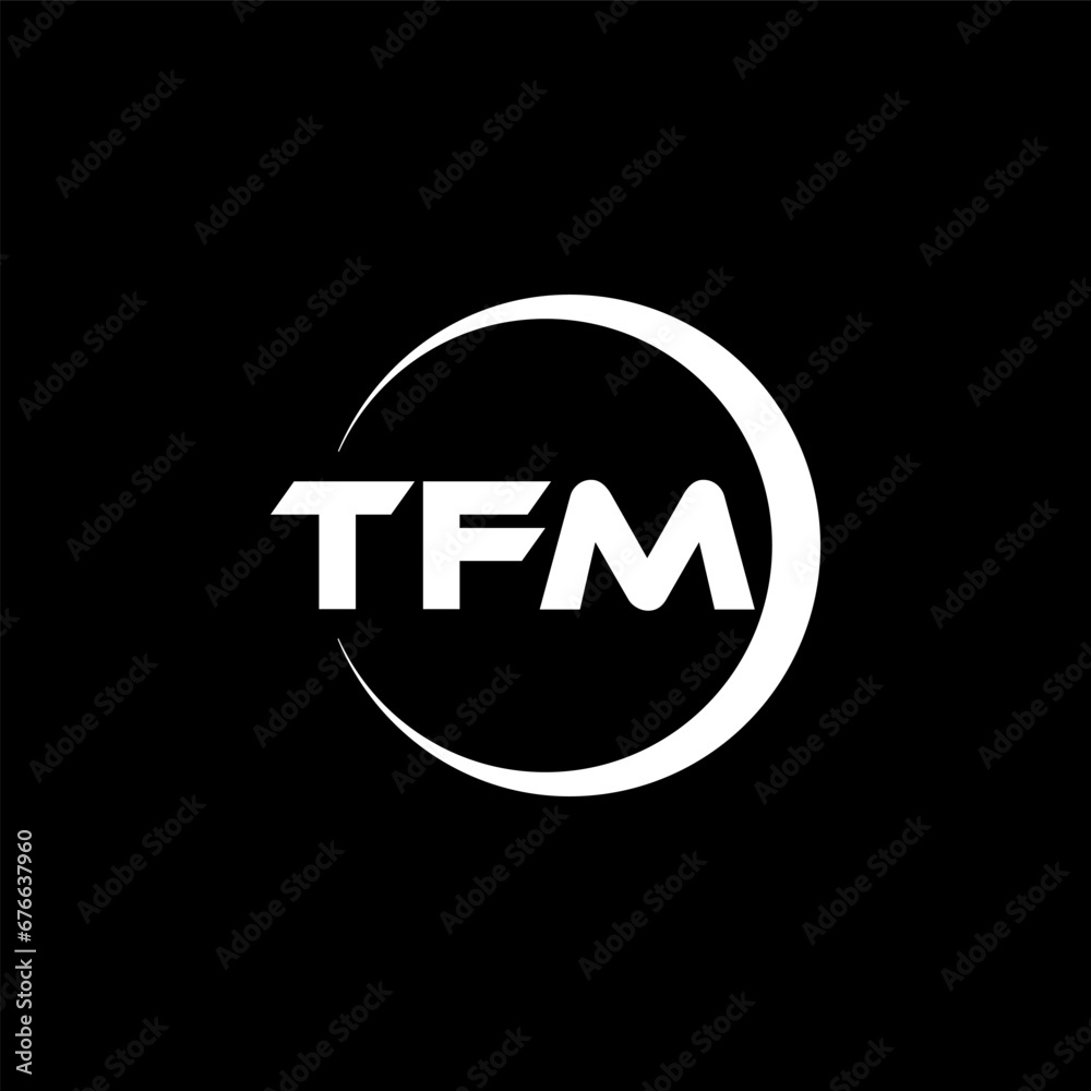 TFM letter logo design with black background in illustrator, cube logo ...