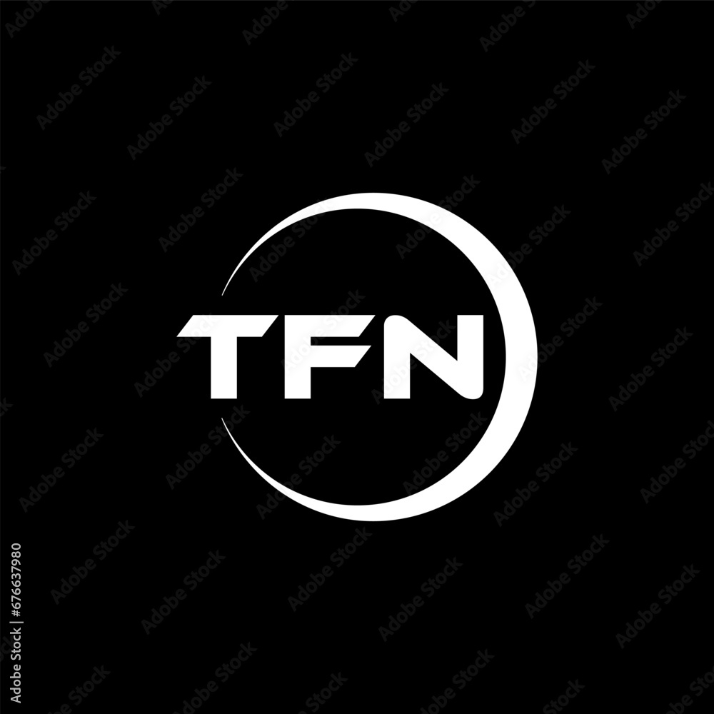 TFN letter logo design with black background in illustrator, cube logo ...