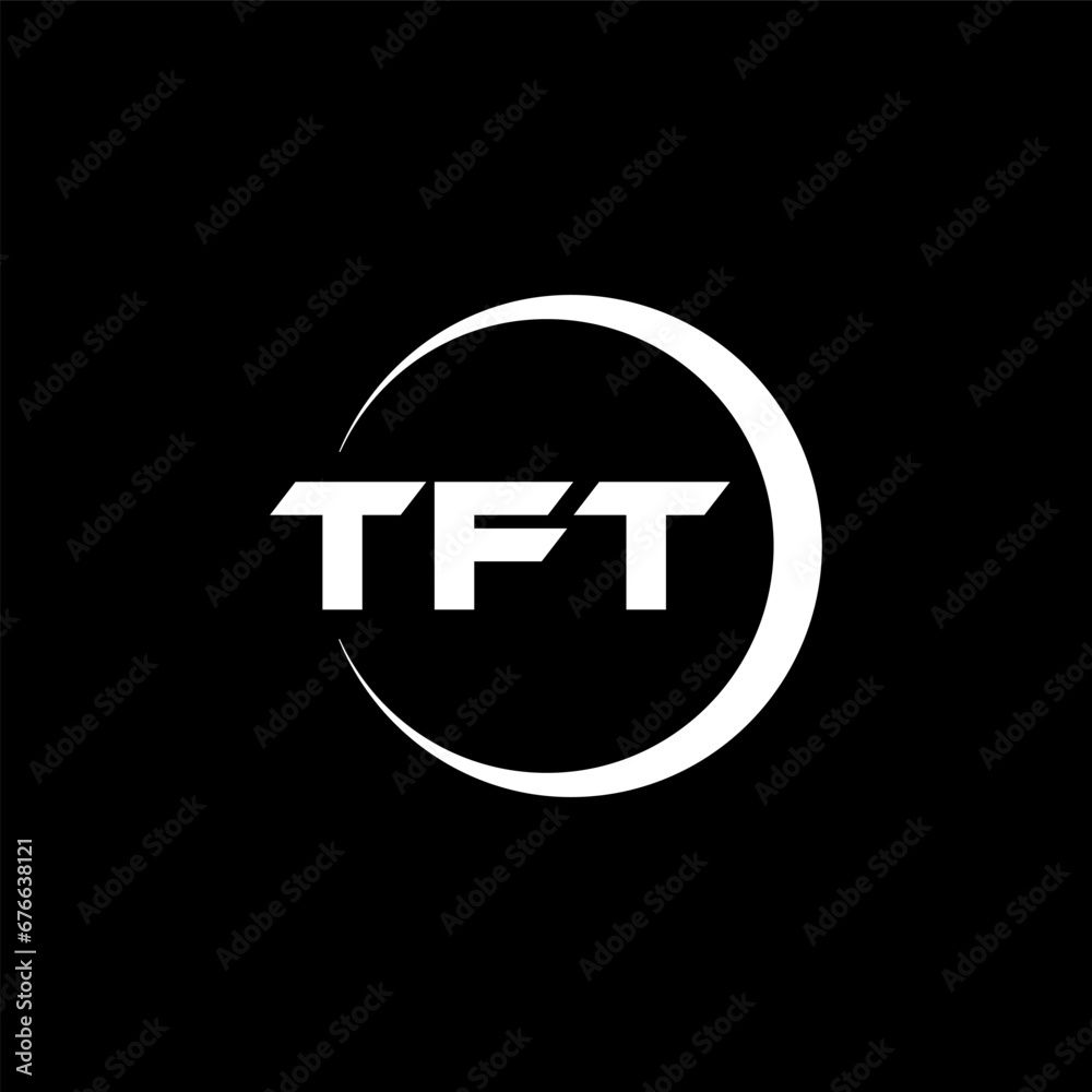 TFT letter logo design with black background in illustrator, cube logo ...
