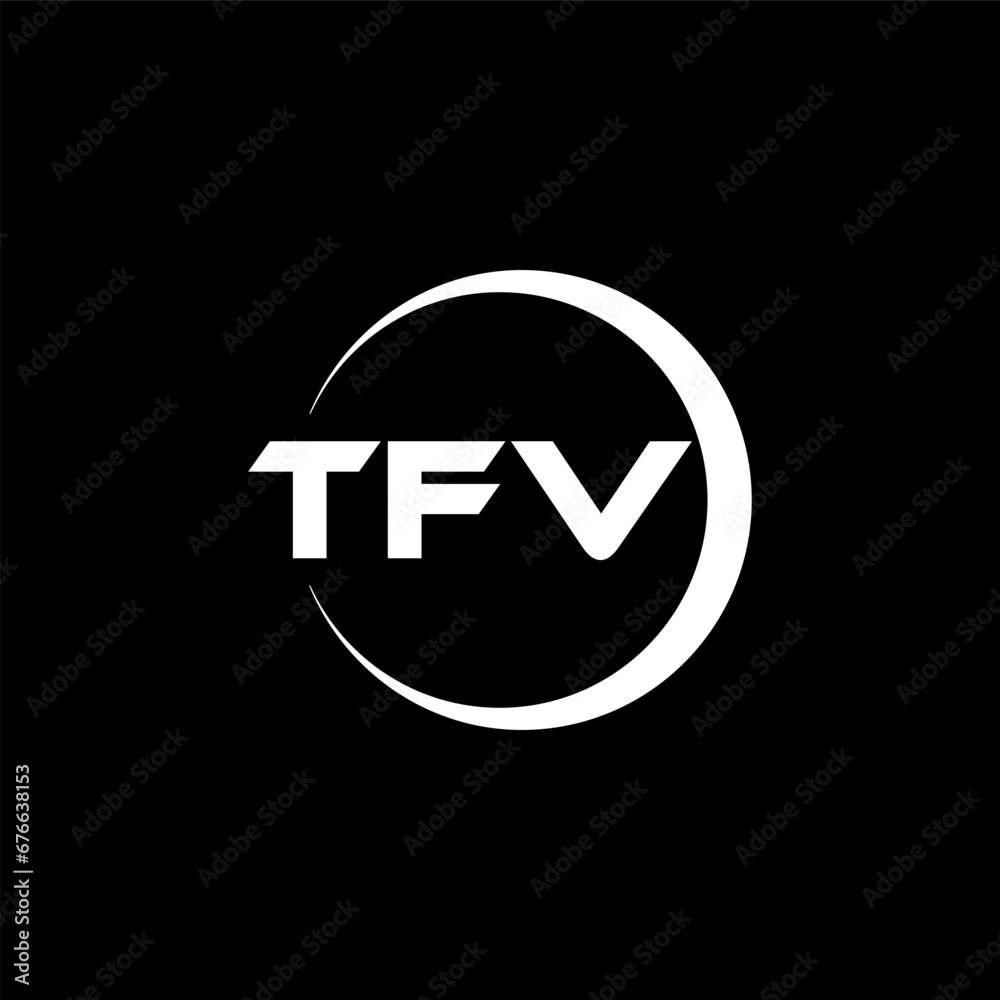 TFV letter logo design with black background in illustrator, cube logo ...
