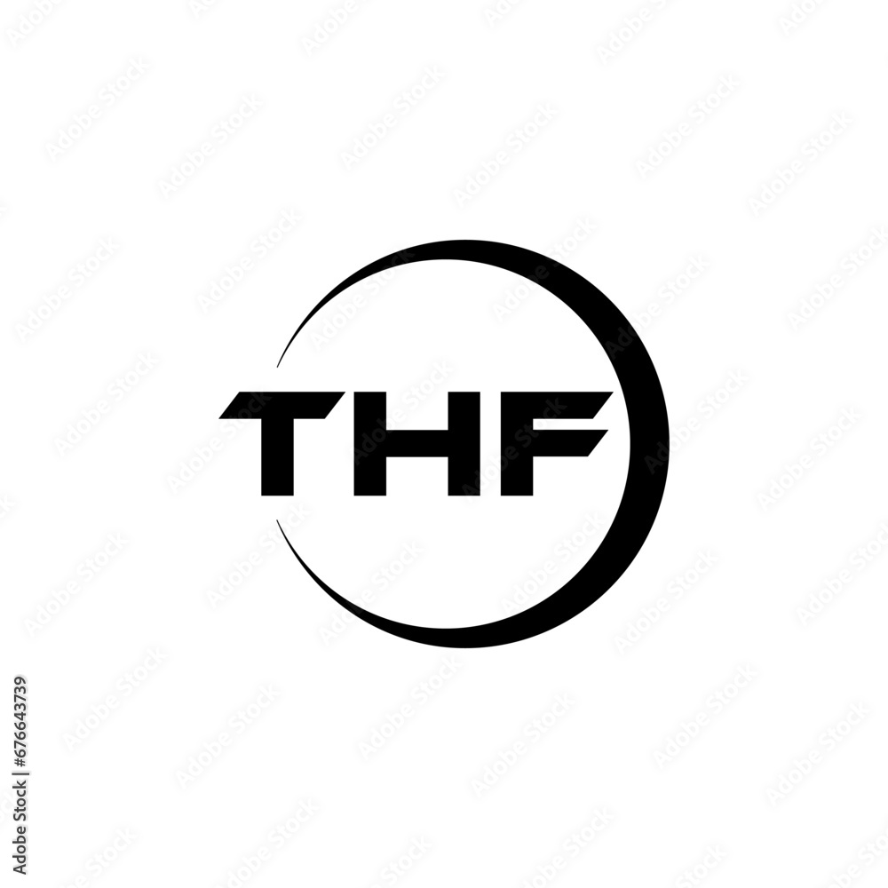 THF letter logo design with white background in illustrator, cube logo ...