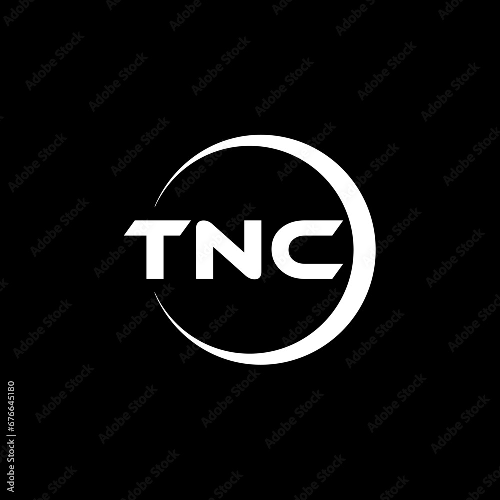 TNC letter logo design with black background in illustrator, cube logo ...