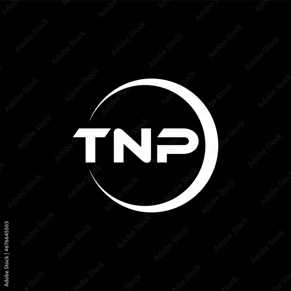 TNP letter logo design with black background in illustrator, cube logo ...