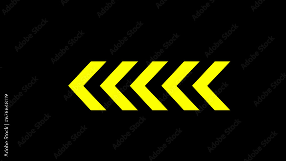 yellow color arrow points to the left. Flashing icon to the left arrow ...