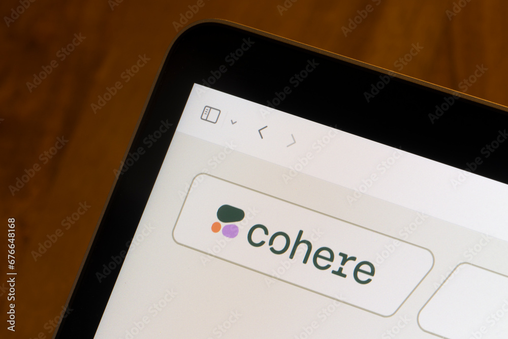 Portland, OR, USA - Nov 6, 2023: Cohere logo is seen on its corporate ...