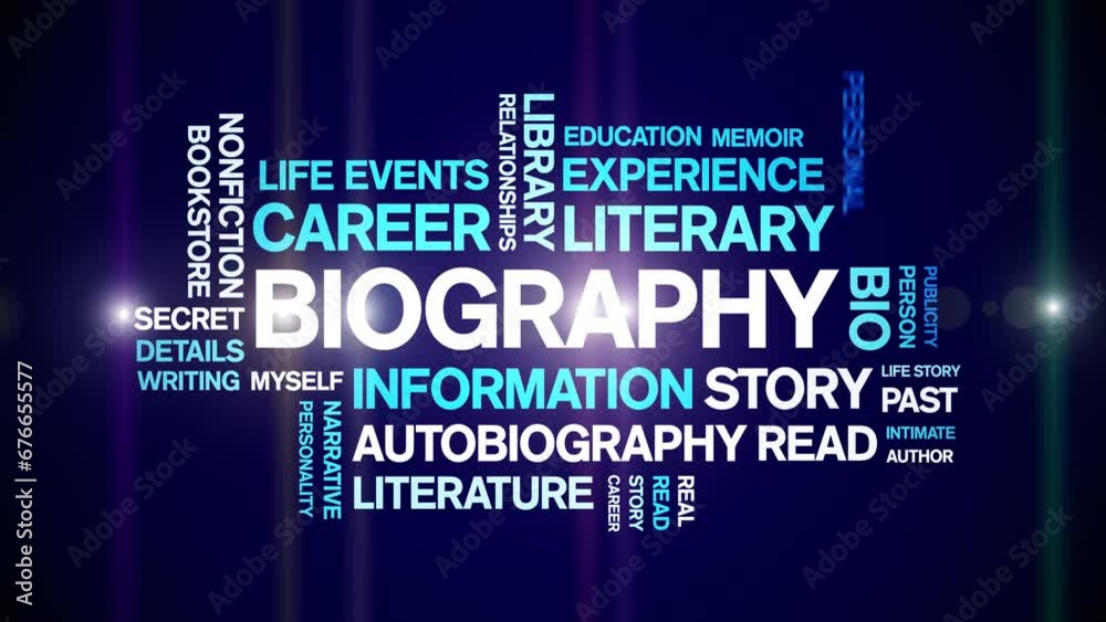 Biography animated tag word cloud;text design animation kinetic ...