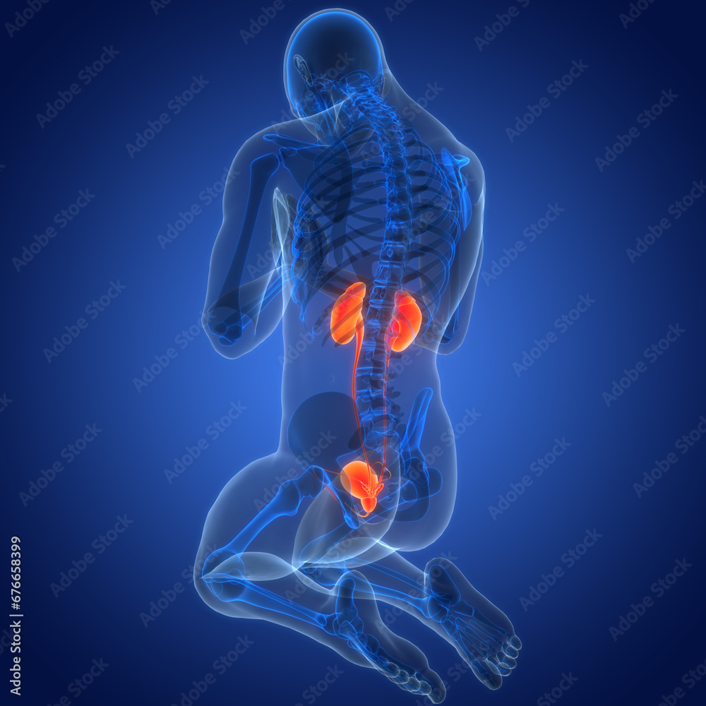 Human Urinary System Kidneys with Bladder Anatomy Stock Illustration ...