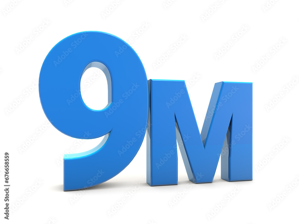 9M sign isolated on transparent background. Thank you for 9M followers ...
