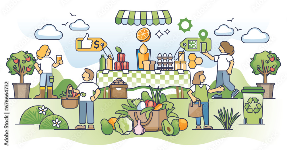 Organic marketplace and local farmer food products market outline ...