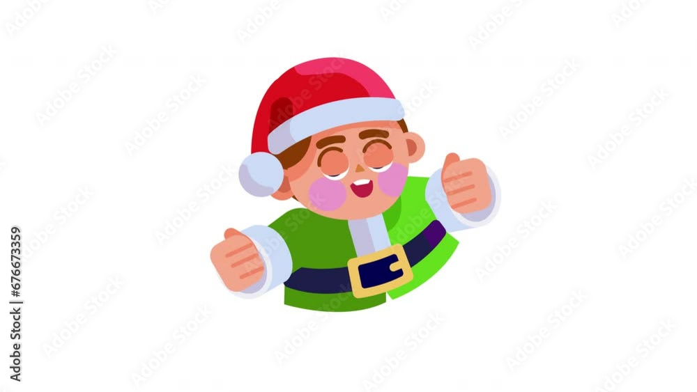 christmas elf animation giving two thumbs up, with transparent alpha ...