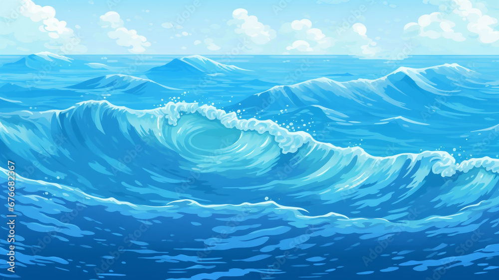 Pixel Art Water Background Seamless Sea Texture Back Stock Illustration ...
