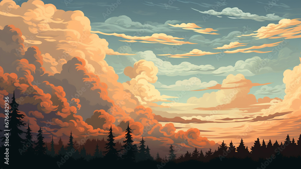 Pixel Background A Pixel Art Scene Depicting Stock Illustration | Adobe ...