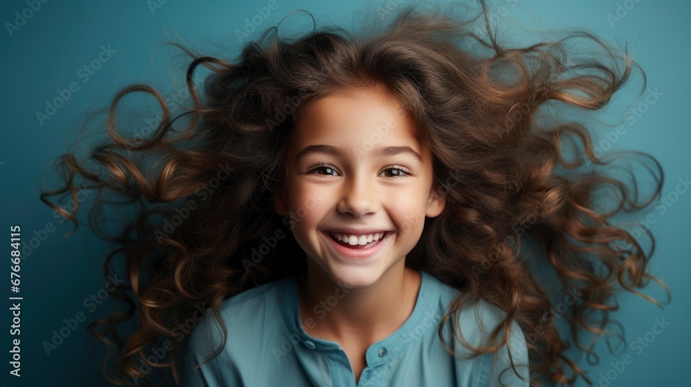 Happy Preteen Girl Long Hair Standing, Desktop Wallpaper Backgrounds ...