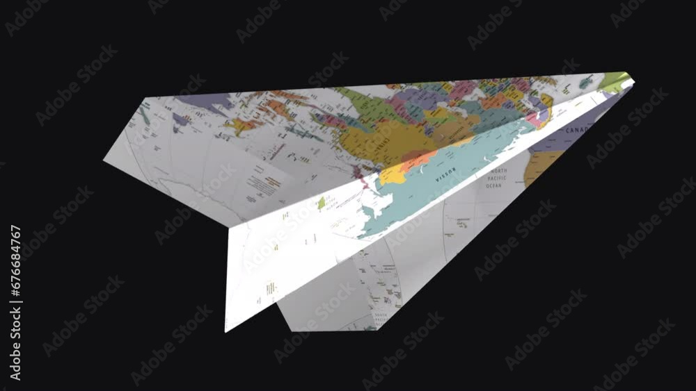 Paper Airplane - World Map - Flying Loop - 02 - Realistic 3D animation ...