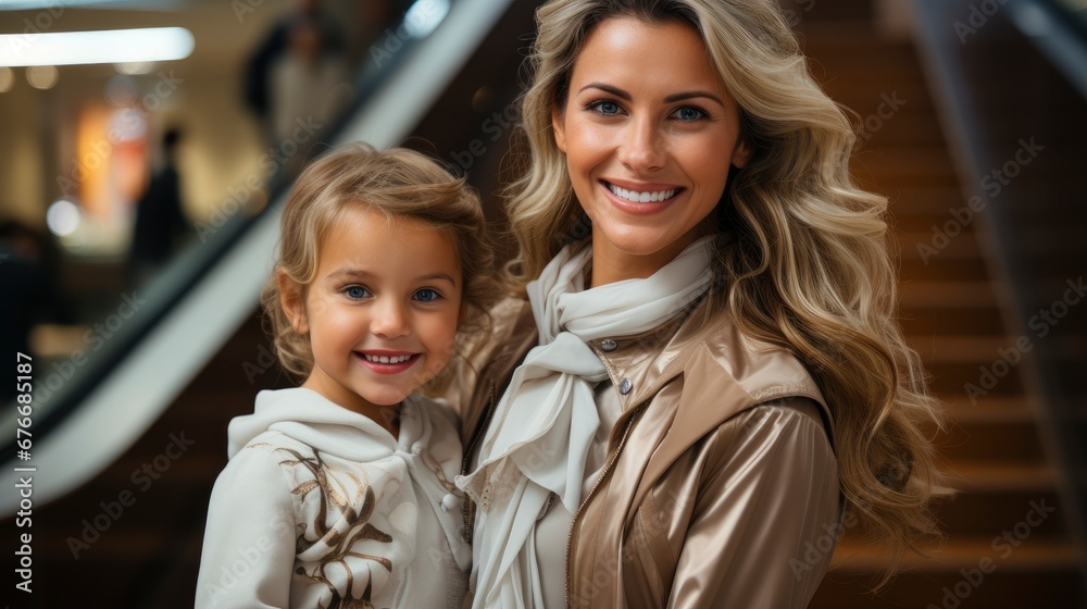 Mother Daughter Station Go Down Escalator, Desktop Wallpaper ...