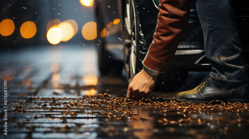 Putting Winter Chains On Car Mans, Desktop Wallpaper Backgrounds ...