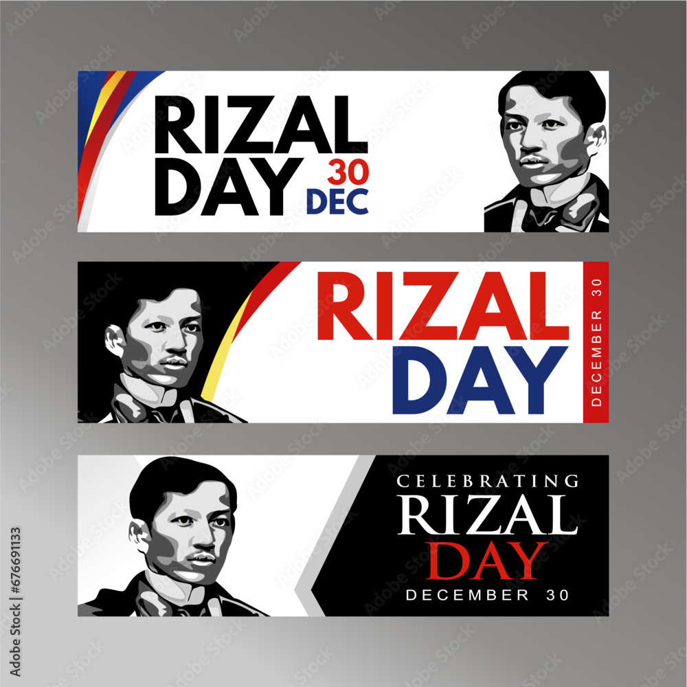Happy Rizal Day Horizontal Banner and Greeting Card. Jose Rizal Vector ...