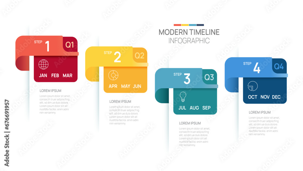 Business step timeline infographic arrow template. Modern milestone ...