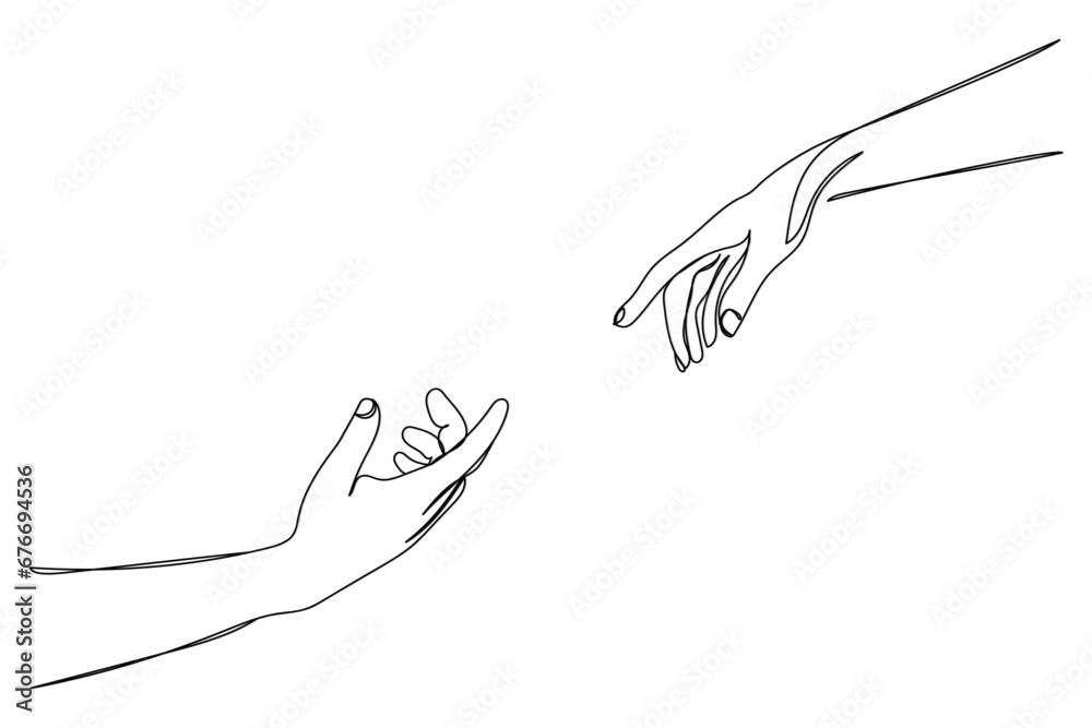 hands reaching out for love support help and care. Urge to touch ...