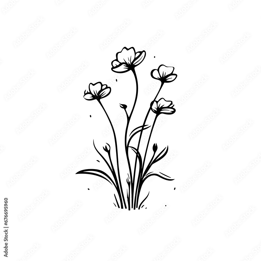line drawing, line art png, line art prints, spring clipart, line art ...