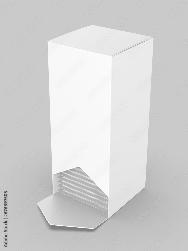 Blank tea sachet dispenser box mock up template. 3d illustration. Stock ...