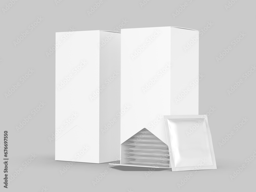 Blank tea sachet dispenser box mock up template. 3d illustration. Stock ...