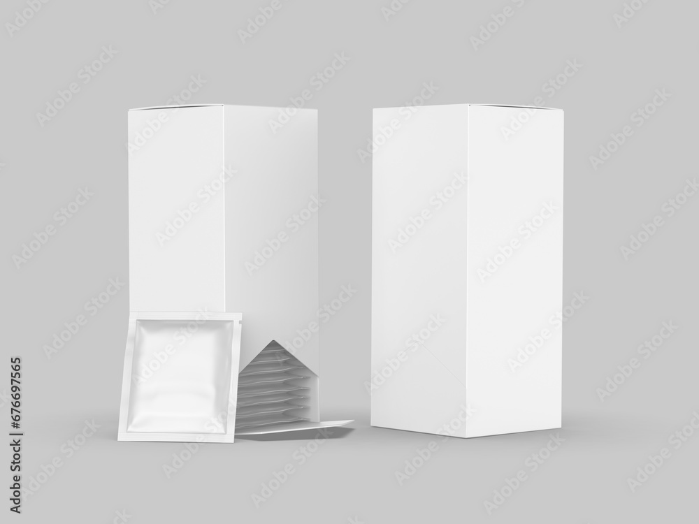 Blank tea sachet dispenser box mock up template. 3d illustration. Stock ...