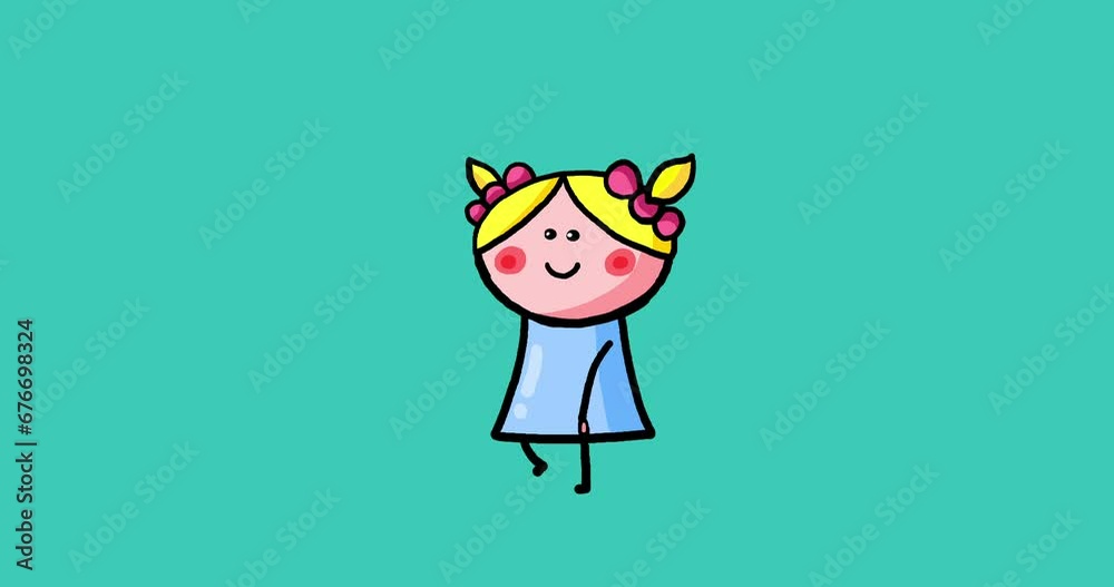 Anka cartoon kid character moves isolated with mask walking non stop ...