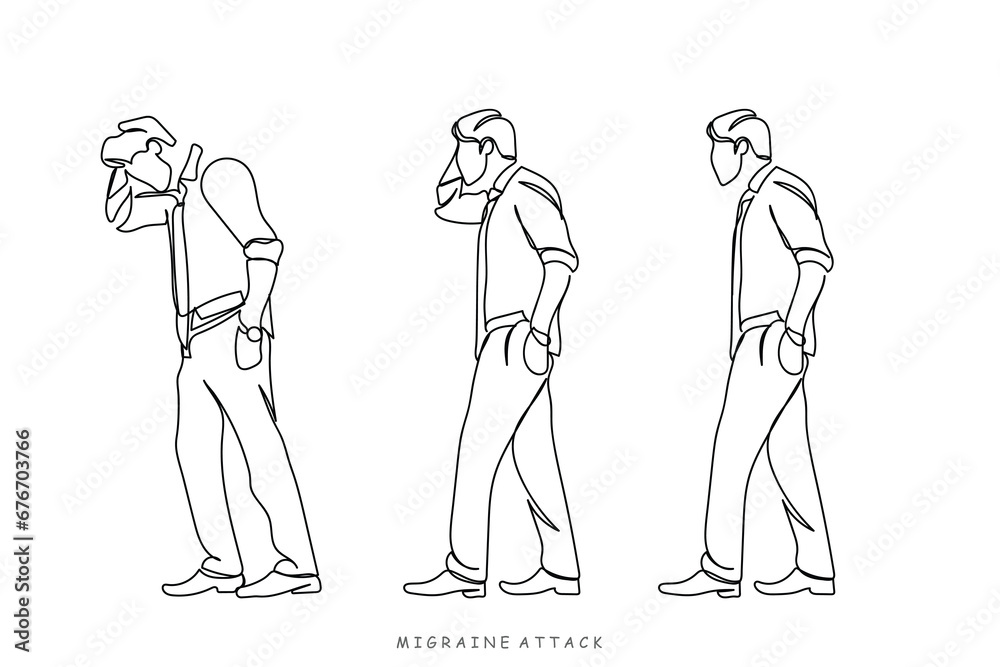 line art of a worried and disappointed man. A hopeless guy roaming ...