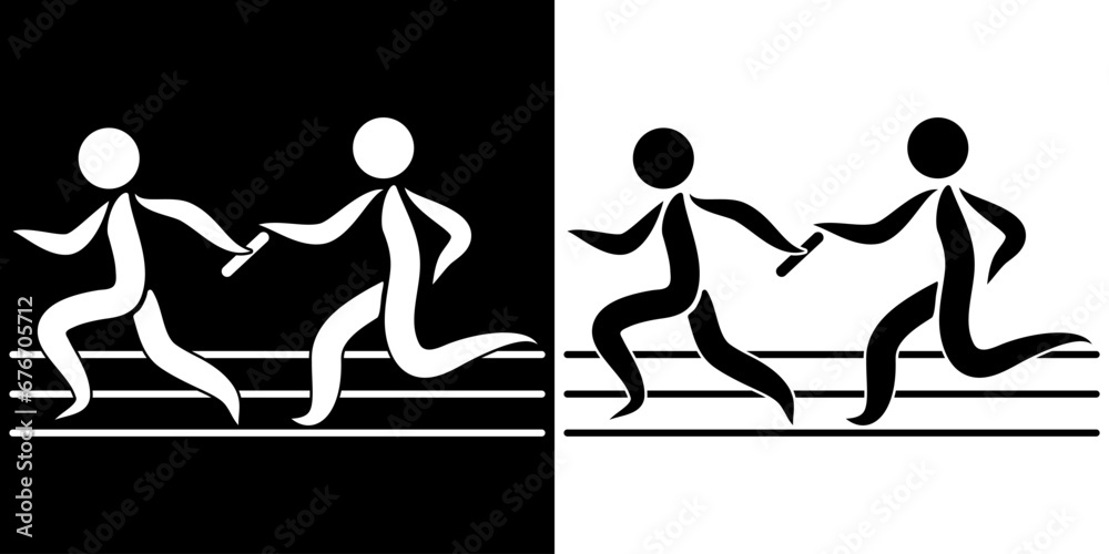 Pictogrammes représentant la compétition de la course de relais sur ...