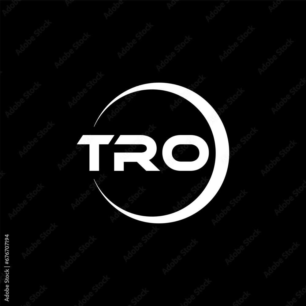 TRO letter logo design with black background in illustrator, cube logo ...