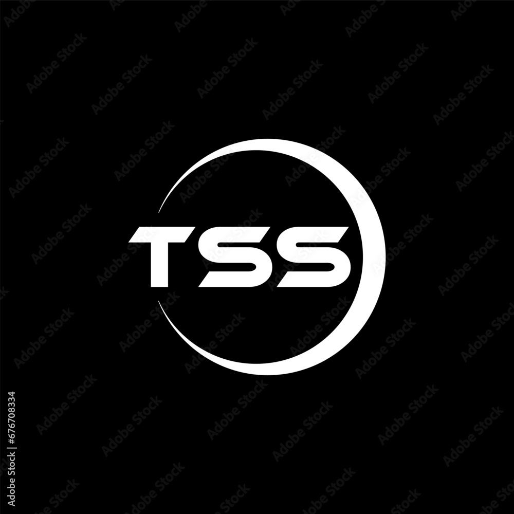 Vecteur Stock TSS letter logo design with black background in ...