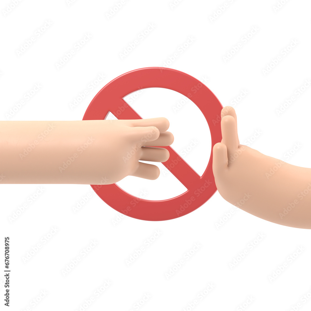 Do not contact. No handshake icon. Red prohibition sign. Precautions ...