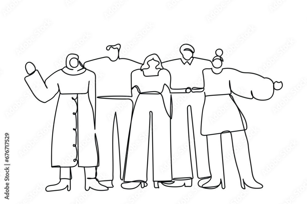 line art of group of people. Human fraternity. Human diversity and ...