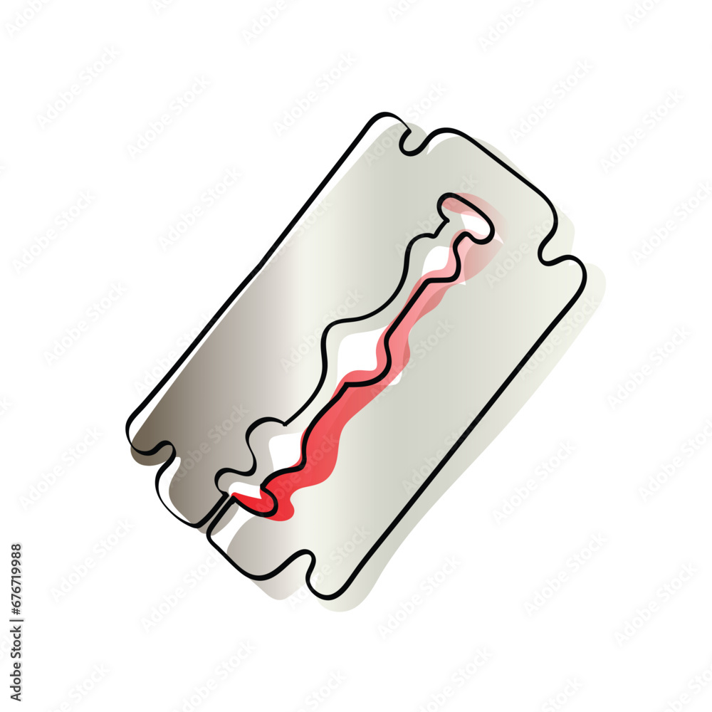 Simple vector art of razor blade with blood on it. Health and hygiene ...
