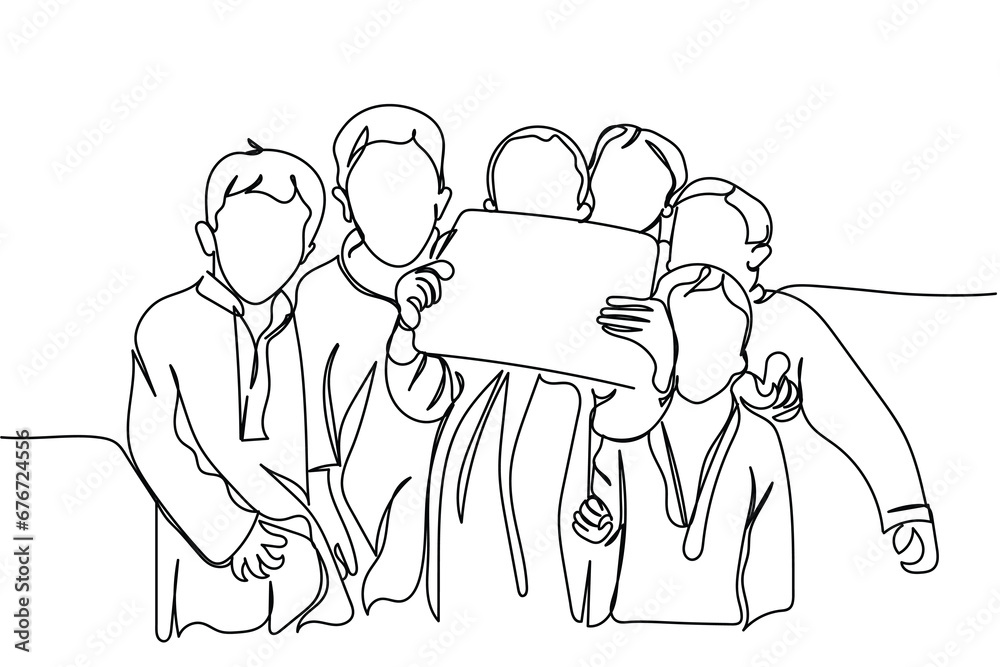 line art of group of people. Human fraternity. Human diversity and ...