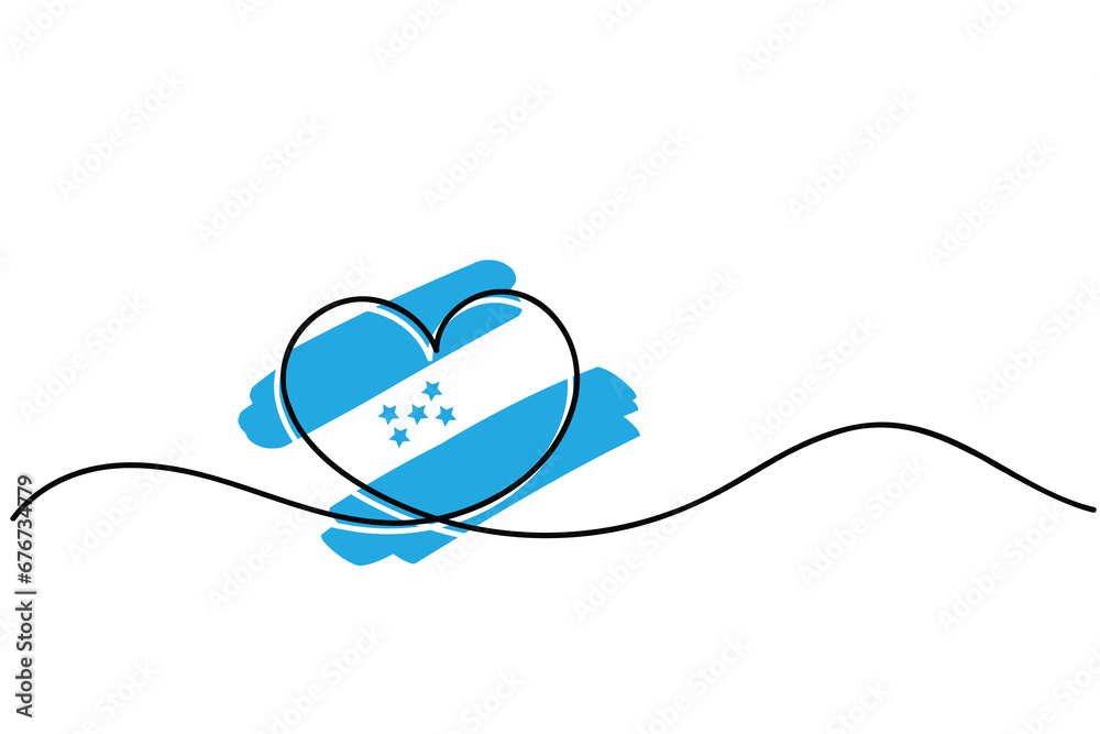 Line art of heart symbol with Honduran flag. Vector art. Minimalist art ...