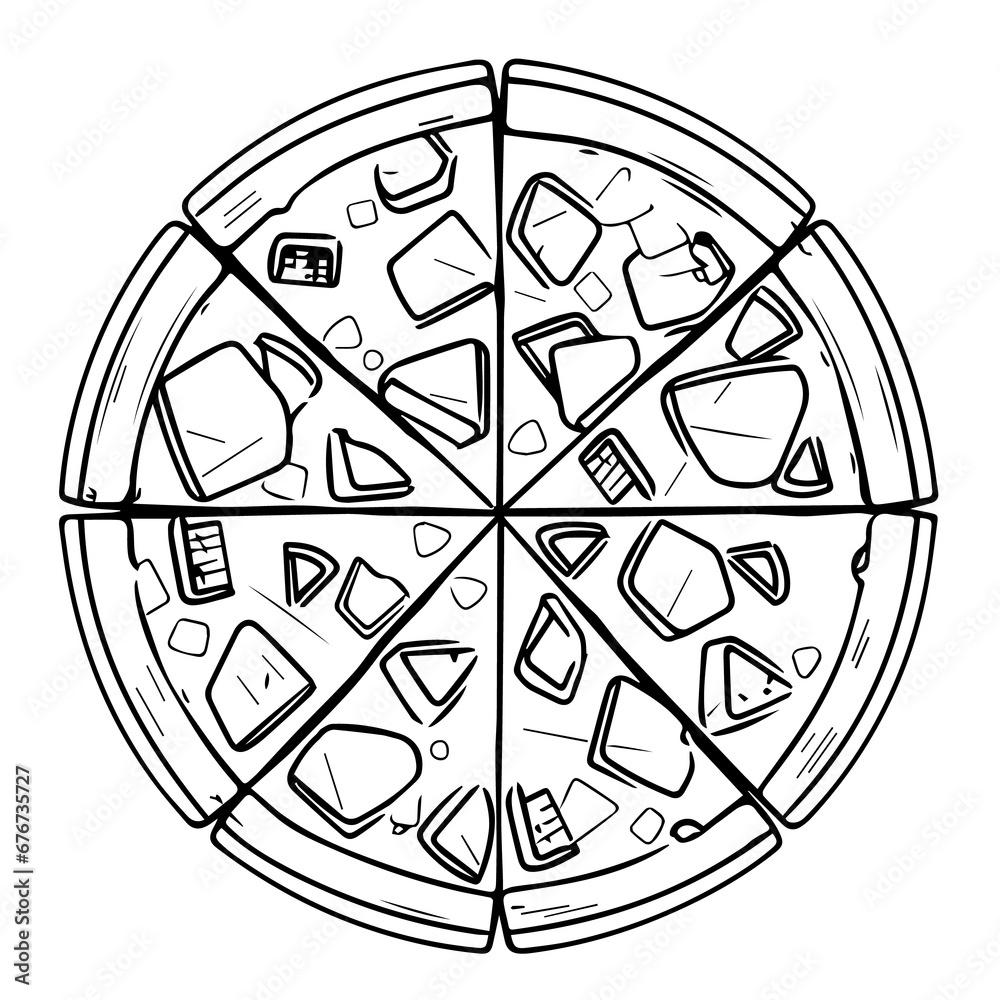 Pizza Coloring Pages Kids Simple On A White Ba, Coloring Pages Png ...