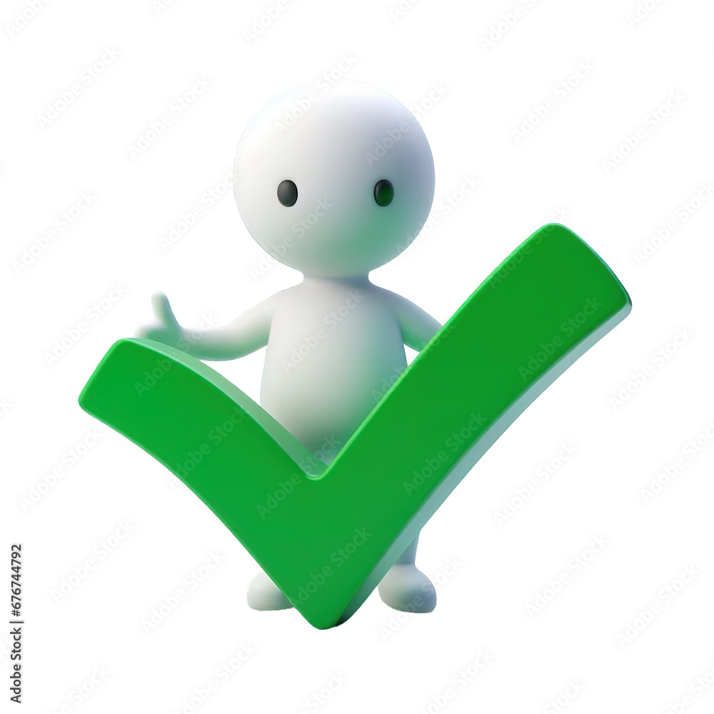 Concept man showing thumbs up with green check mark on transparent ...