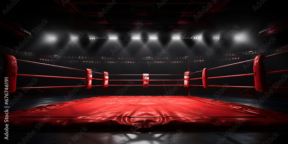 Boxing Room, Wrestling Background, Professional boxing arena in lights ...