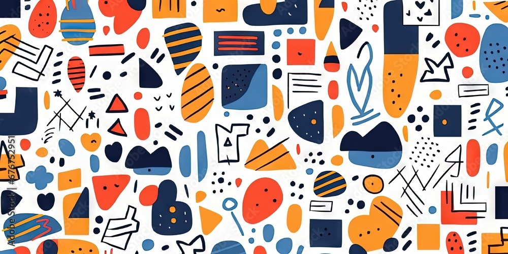 Children's cartoon abstract minimalist backdrop doodle drawing with ...