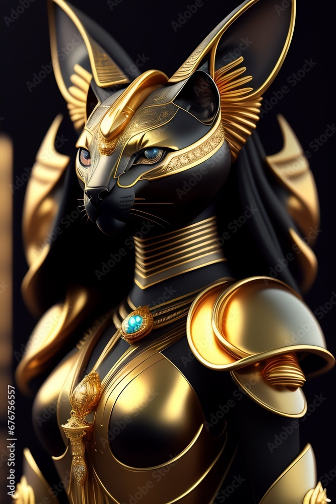 This stock photo depicts the ancient Egyptian goddess Bastet, She is the goddess of cats ...