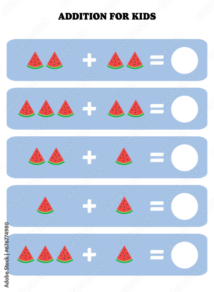 Addition page for kids. Educational math game for children with ...