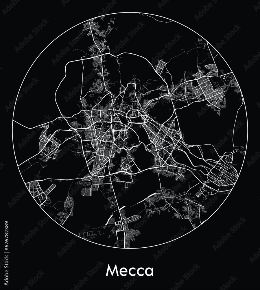 City Map Mecca Saudi Arabia Asia vector illustration Stock Vector ...