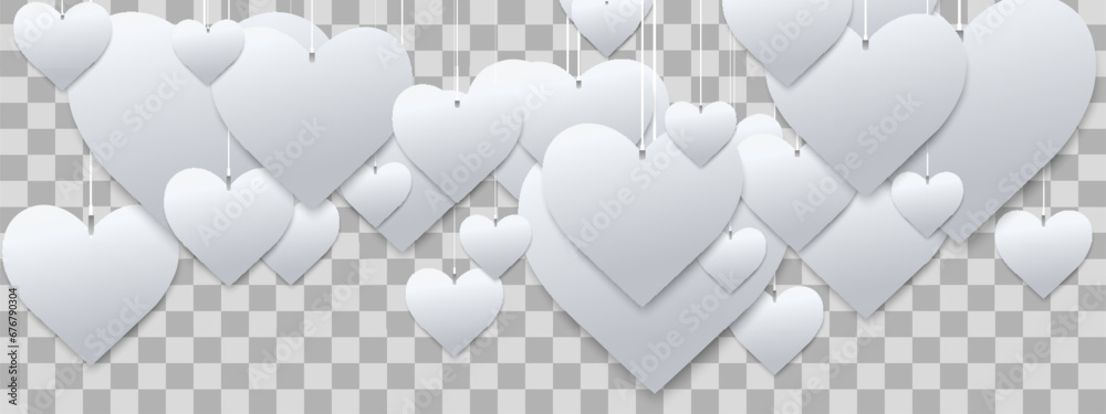 Hearts on a transparent background. Love card. Recognition of ...