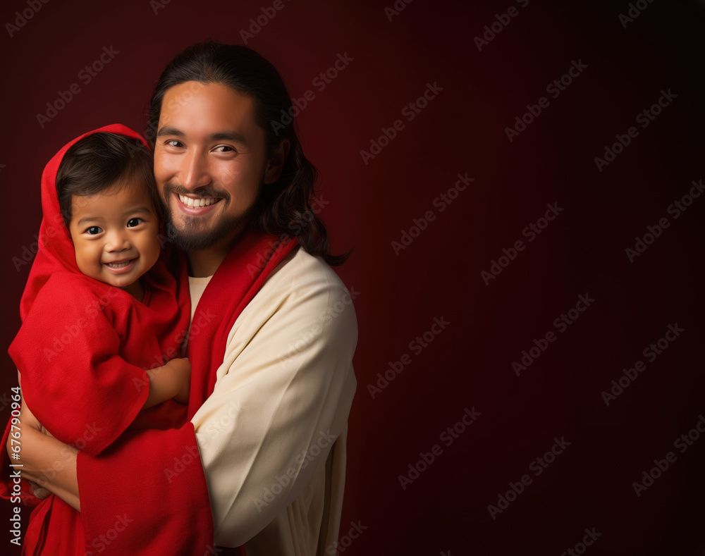 Asian ethnic Jesus Christ and cute little Asian child - Childhood in ...