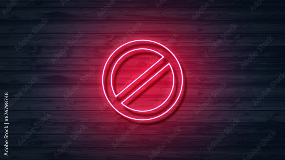 prohibition neon sign animation..Brick Wall Background.4K motion ...