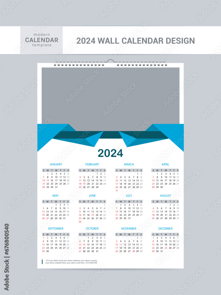 Wall calendar design 2024, Week Start Monday Corporate Design Plan ...